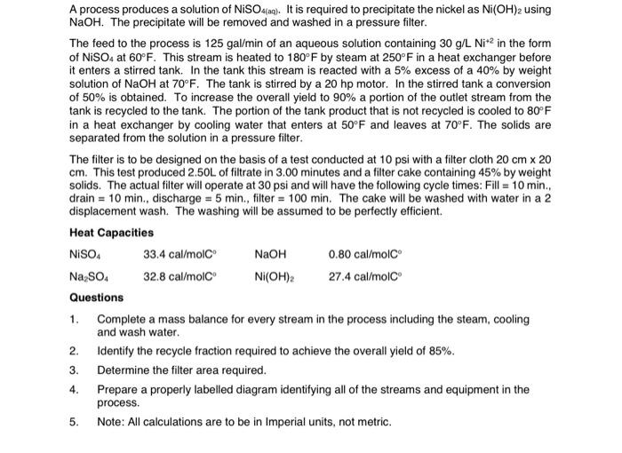 A process produces a solution of NiSO4 (aq) . It is | Chegg.com