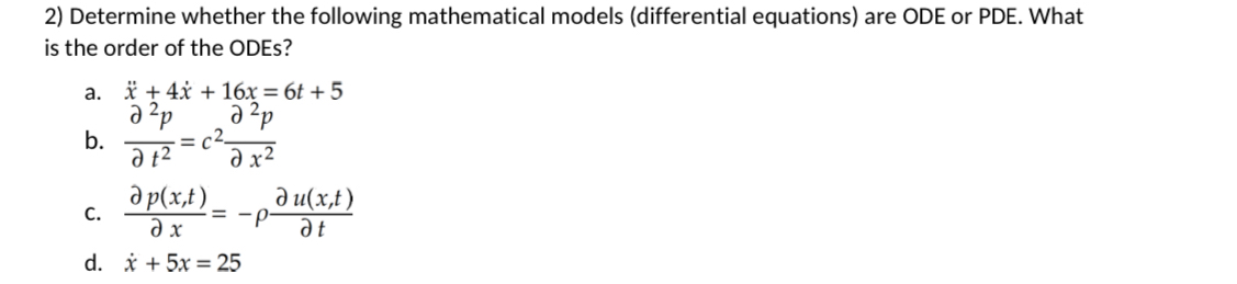 Solved Determine whether the following mathematical models | Chegg.com