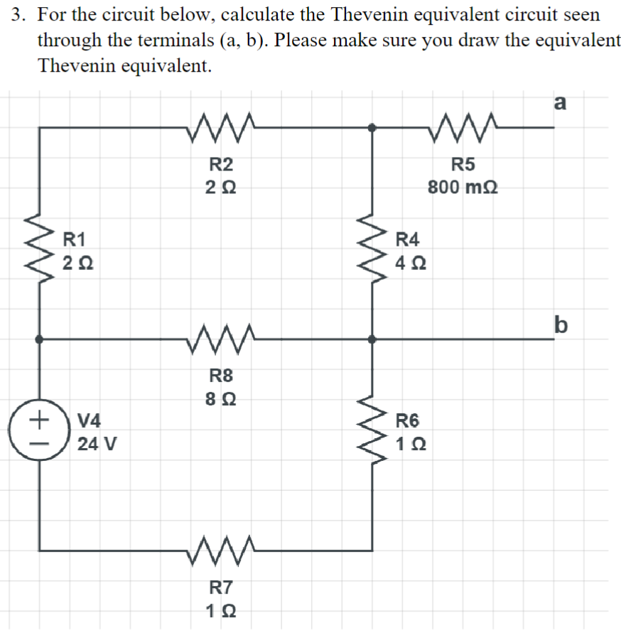 Solved For the circuit below, calculate the Thevenin | Chegg.com