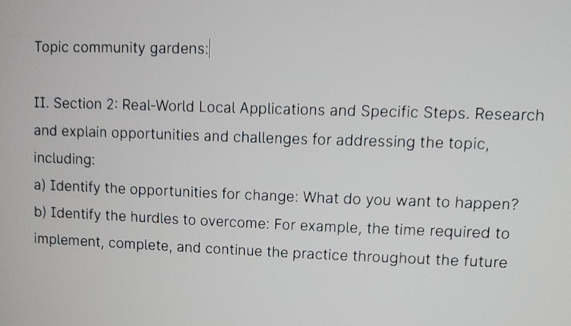 Solved II. Section 2: Real-World Local Applications and | Chegg.com