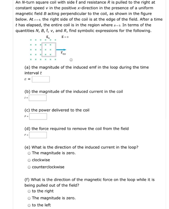 Solved An N-turn square coil with side I and resistance R is | Chegg.com