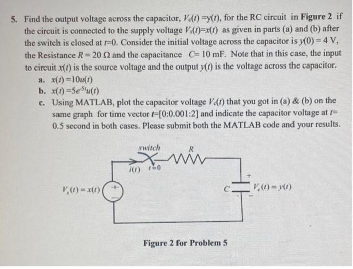 Solved 5. Find the output voltage across the capacitor, | Chegg.com