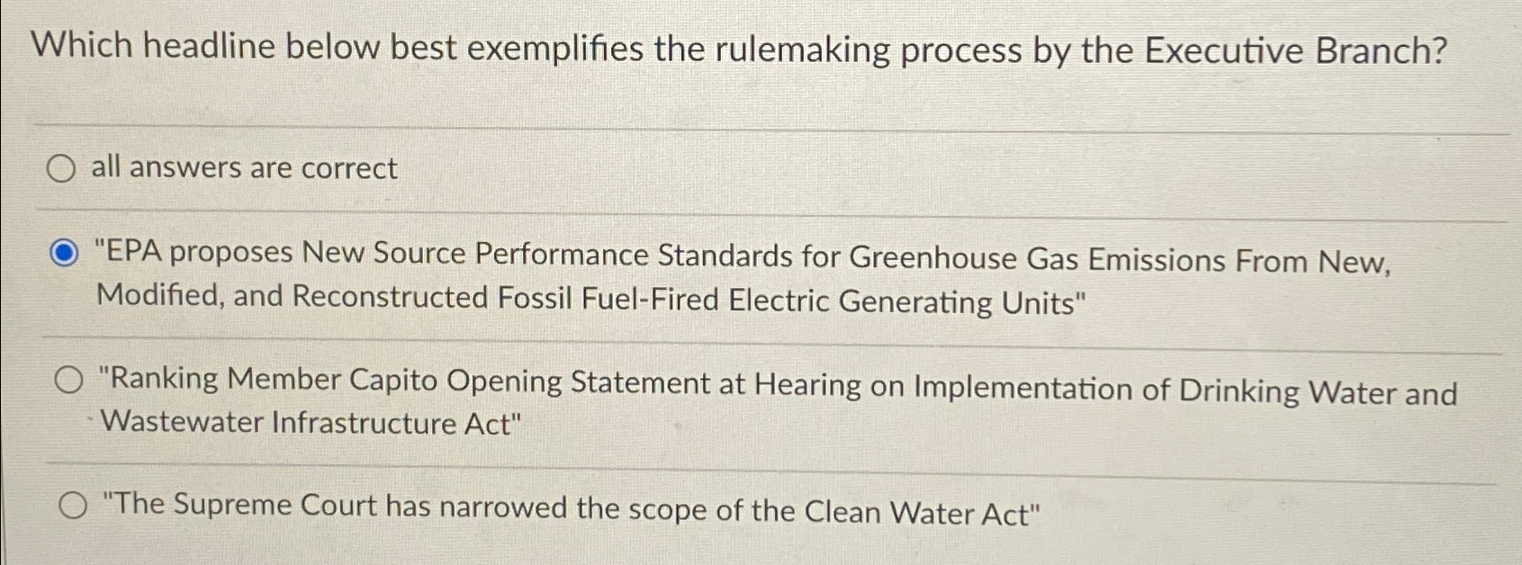 Solved Which headline below best exemplifies the rulemaking | Chegg.com