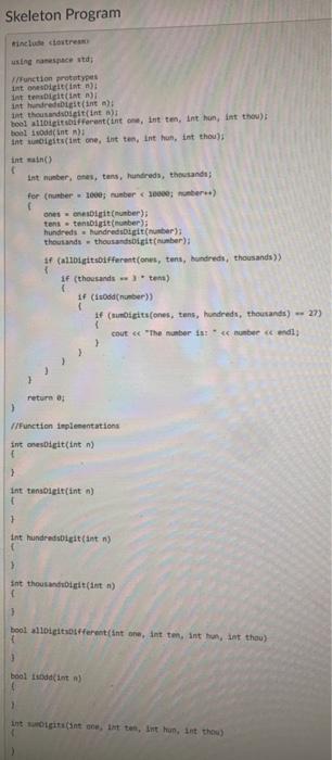 Solved Skeleton Program Hincluse chertresti Trunction | Chegg.com