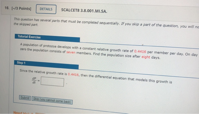 Solved 16. [-13 Points) DETAILS SCALCET8 3.8.001.MI.SA. This | Chegg.com Solved 16. [-13 Points) DETAILS SCALCET8 3.8.001.MI.SA. This | Chegg.com
