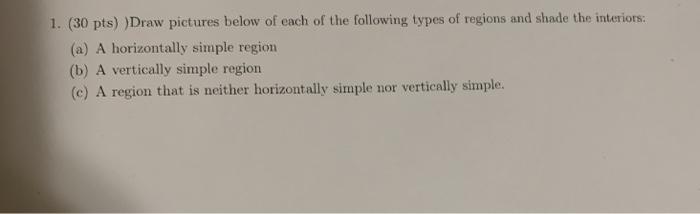 Solved 1. (30 pts) )Draw pictures below of each of the | Chegg.com