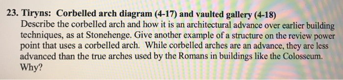 23. Tiryns: Corbelled arch diagram (4-17) and vaulted | Chegg.com