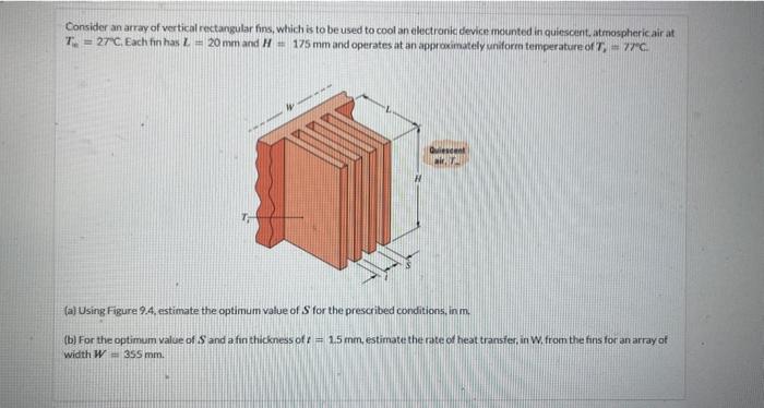 Solved Consider an array of vertical rectangular fins, which | Chegg.com