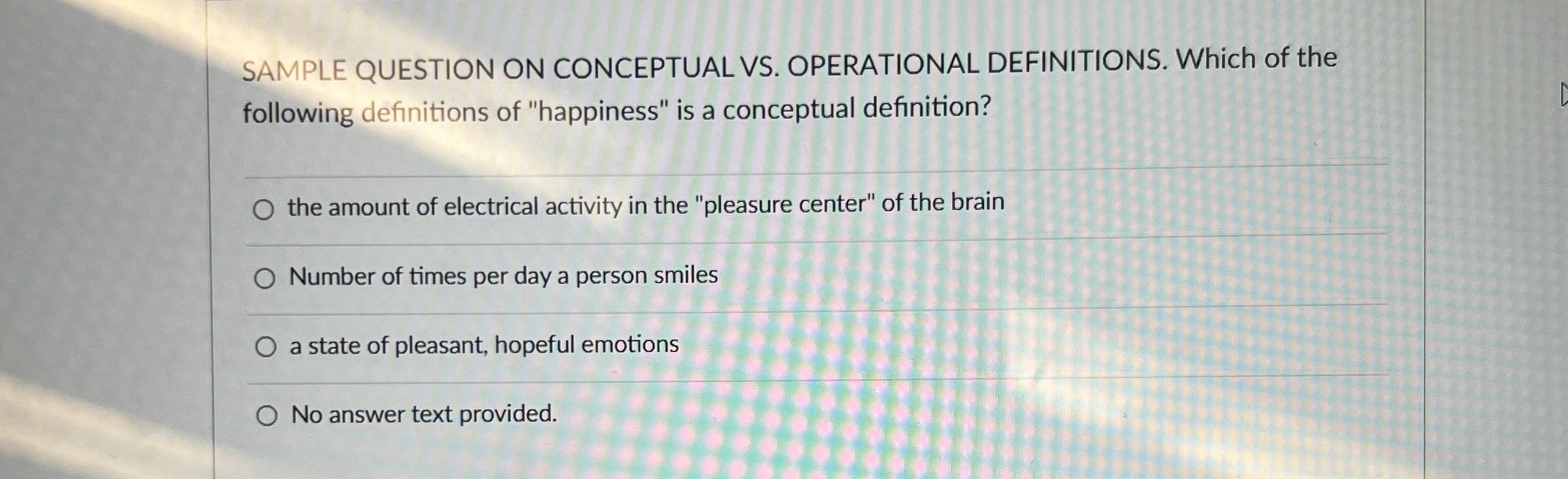 Solved SAMPLE QUESTION ON CONCEPTUAL VS. ﻿OPERATIONAL | Chegg.com