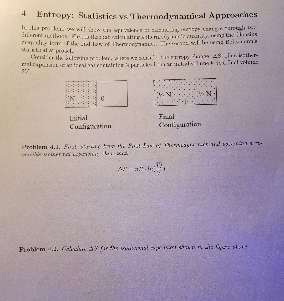 Solved 4 ﻿Entropy: Statistics vs Thermodynamical | Chegg.com