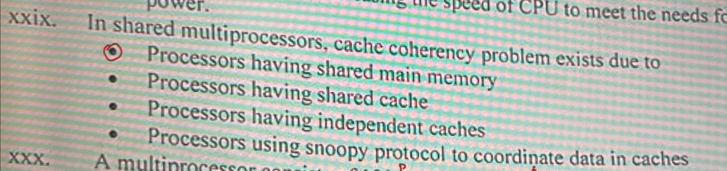 Solved xxix. In shared multiprocessors, cache coherency | Chegg.com