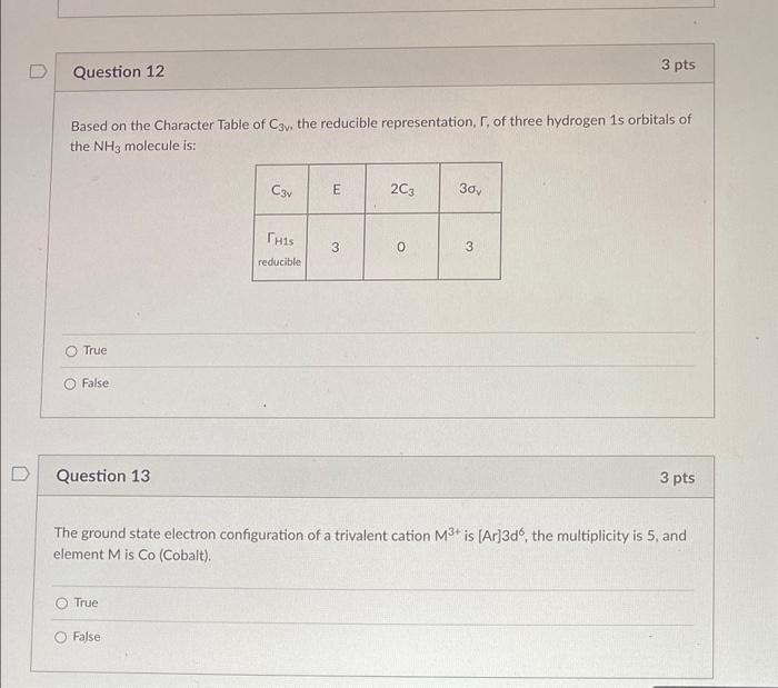 Solved Based on the Character Table of C3v, the reducible | Chegg.com
