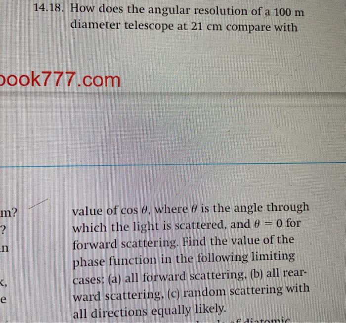 Solved 14.18. How does the angular resolution of a 100 m | Chegg.com