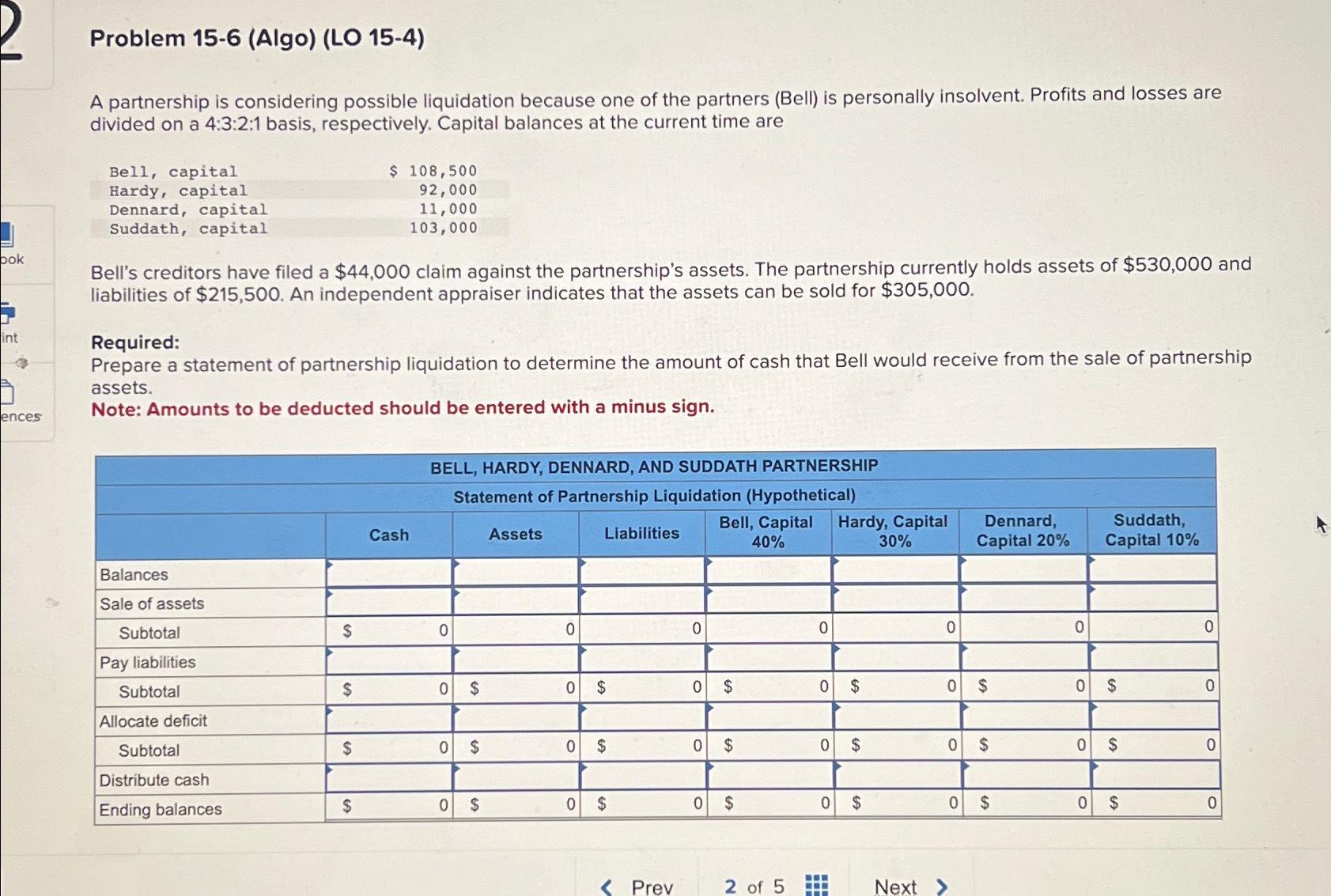Solved Problem 15-6 (Algo) (LO 15-4)A partnership is | Chegg.com