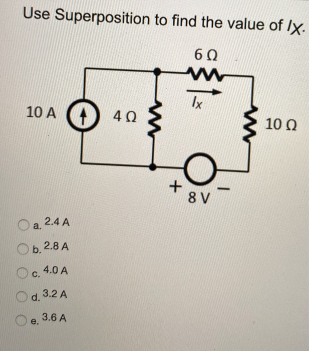 Solved Use Superposition to find the value of Ix. 6 Ο 10Α Ο. | Chegg.com