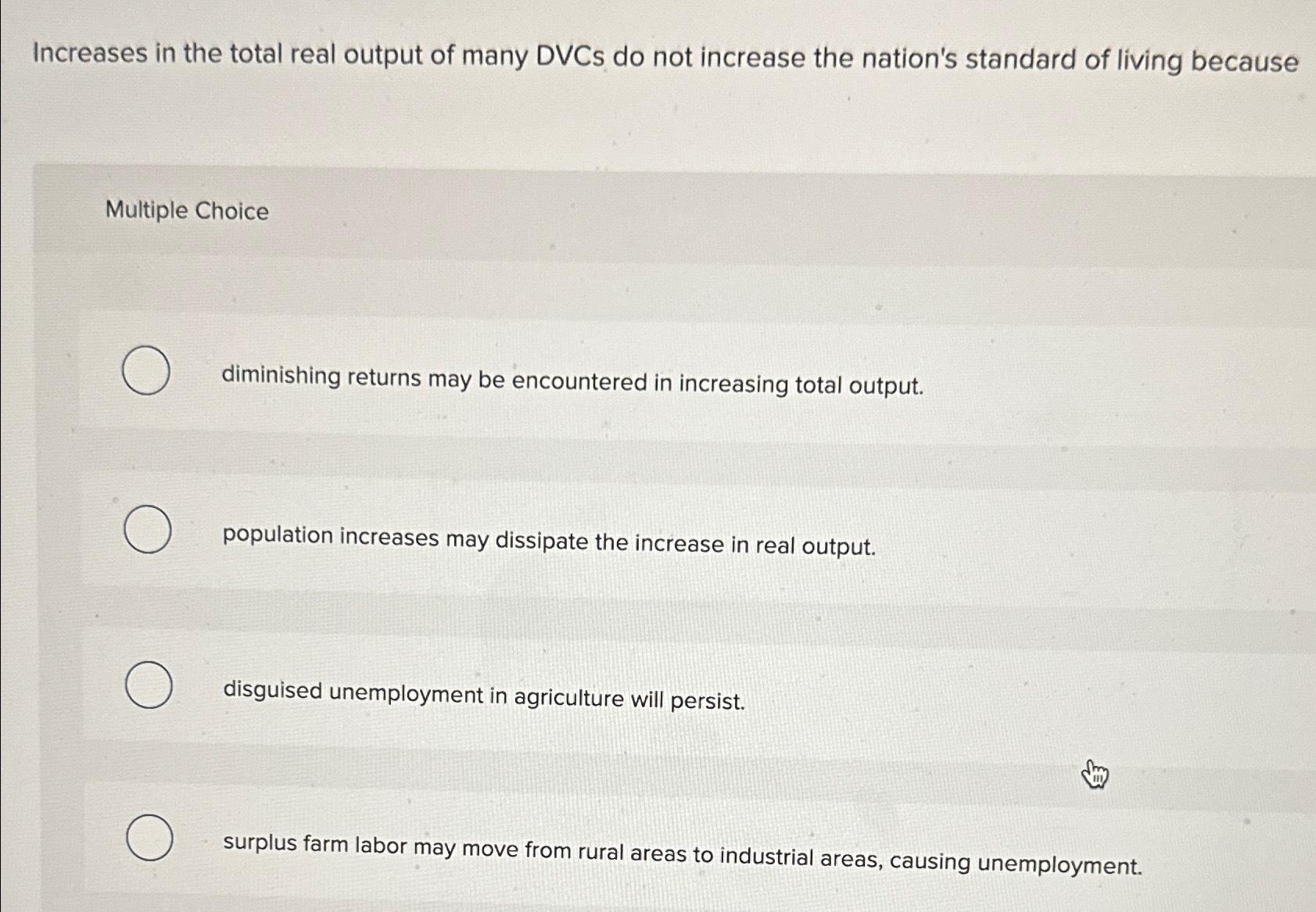 Solved Increases in the total real output of many DVCs do | Chegg.com