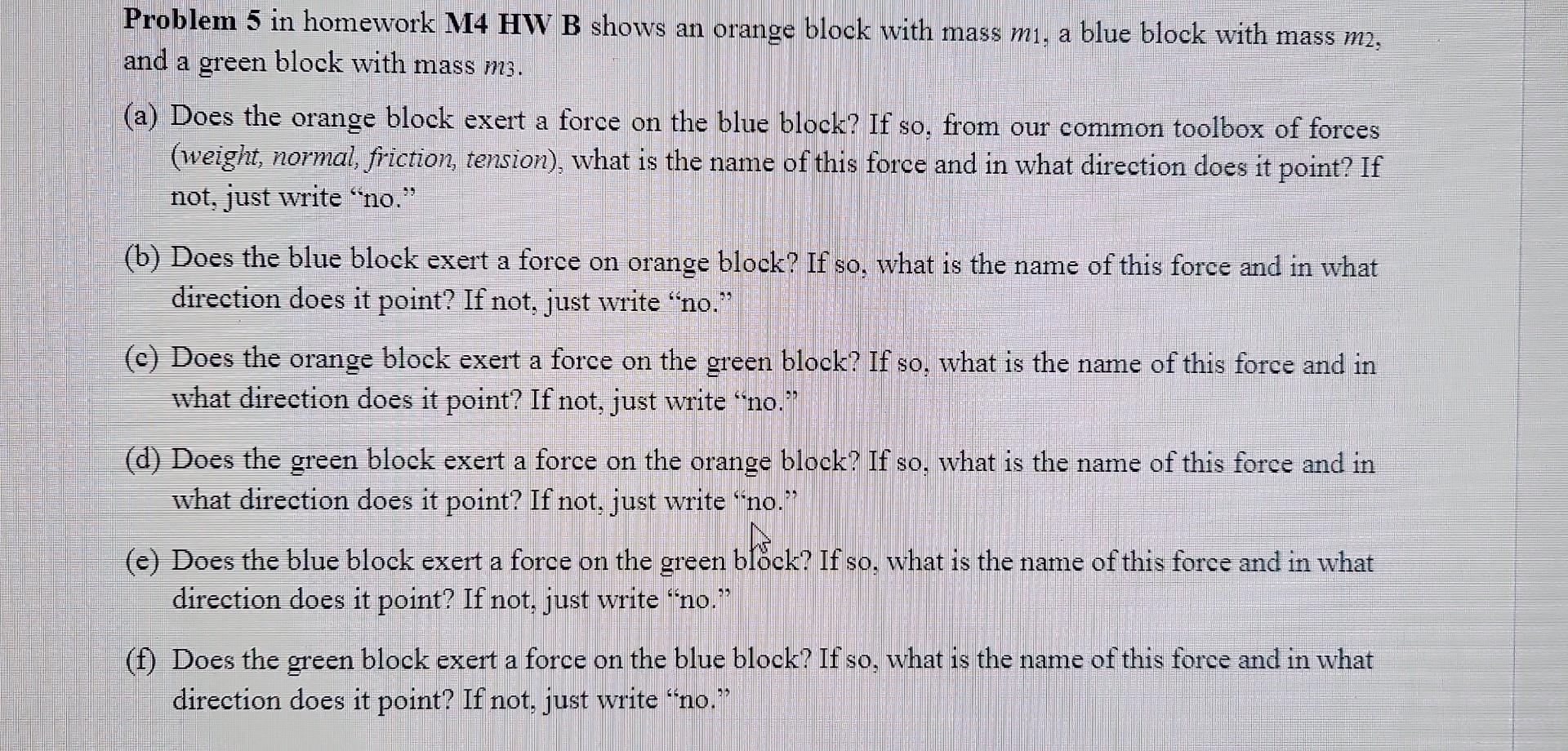 Solved (i)Problem 5 in homework M4 HW B shows an orange | Chegg.com