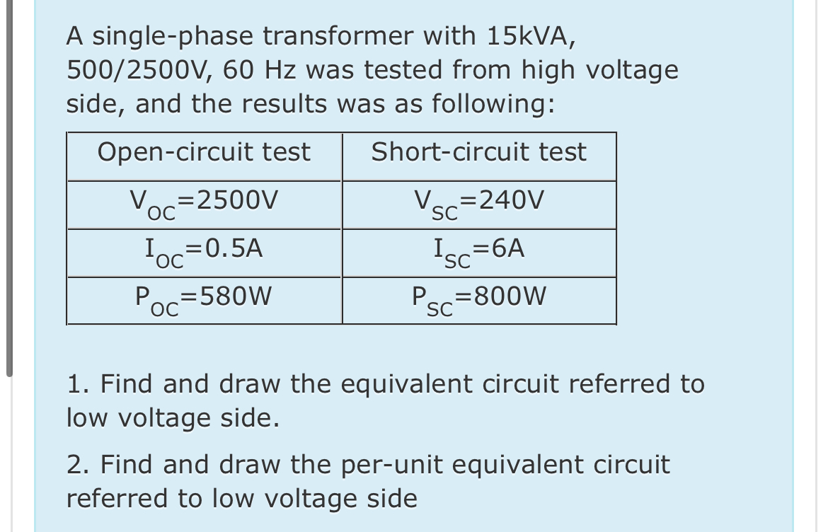 A single-phase transformer with 15kVA, | Chegg.com