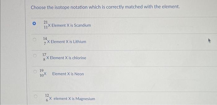 Solved Choose The Isotope Notation Which Is Correctly
