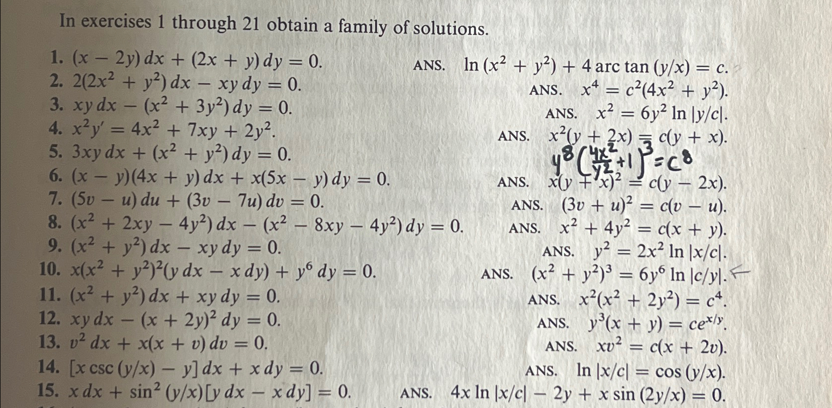 Solved In exercises 1 ﻿through 15 ﻿obtain a family of | Chegg.com
