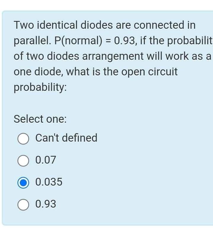 Solved Two identical diodes are connected in parallel. | Chegg.com