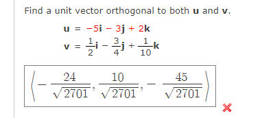 Solved Find a unit vector orthogonal to both u and | Chegg.com