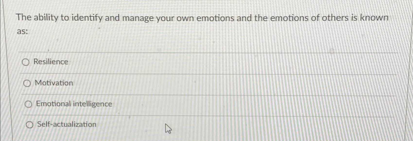 The ability to identify and manage your own emotions | Chegg.com
