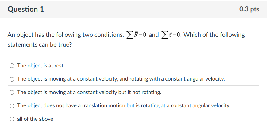 Solved An object has the following two conditions, and Which | Chegg.com