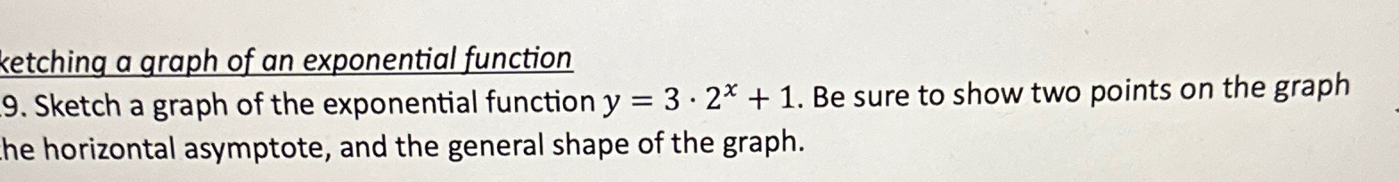 Solved Sketch a graph of the exponential function y=3*2x+1. | Chegg.com