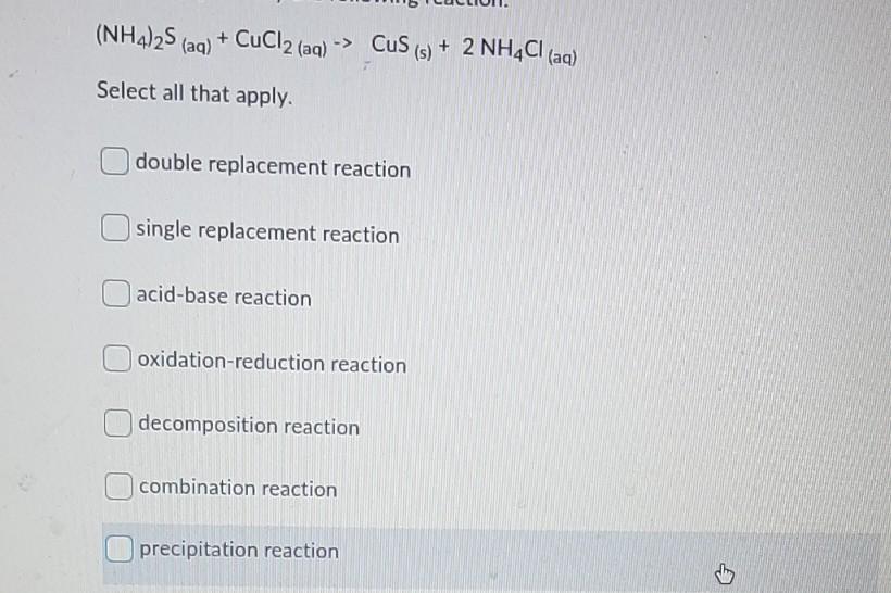 Solved CO(OH)2 (5) + H2SO4 (aq) -> H20 m) + CoSO4(s) Select | Chegg.com