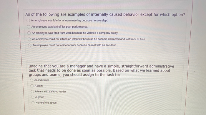 Solved All of the following are examples of internally | Chegg.com