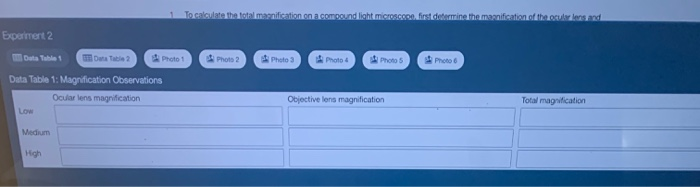 1 To calculate the total magnification on a compound | Chegg.com
