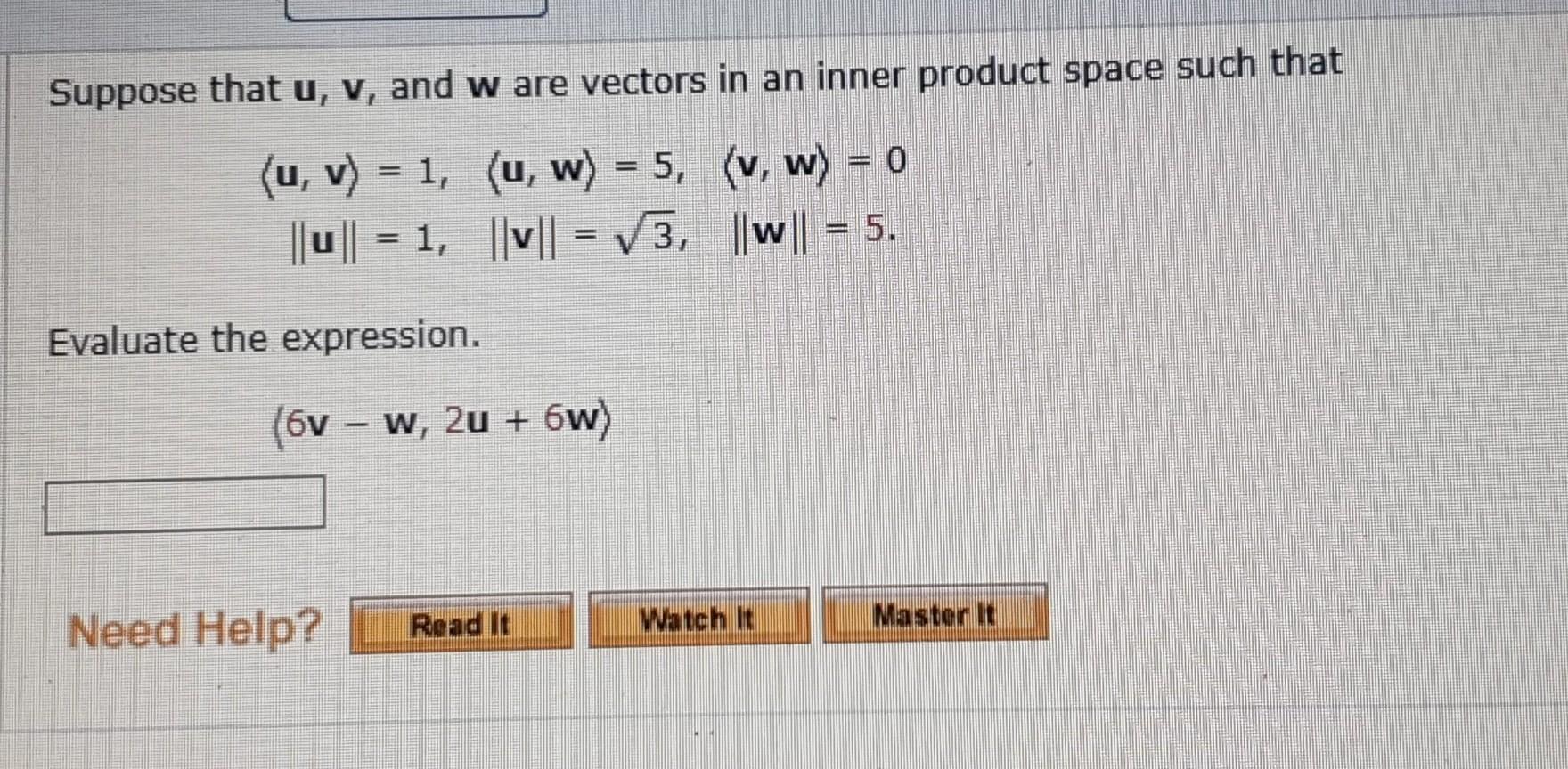 Solved Suppose that u,v, and w are vectors in an inner | Chegg.com