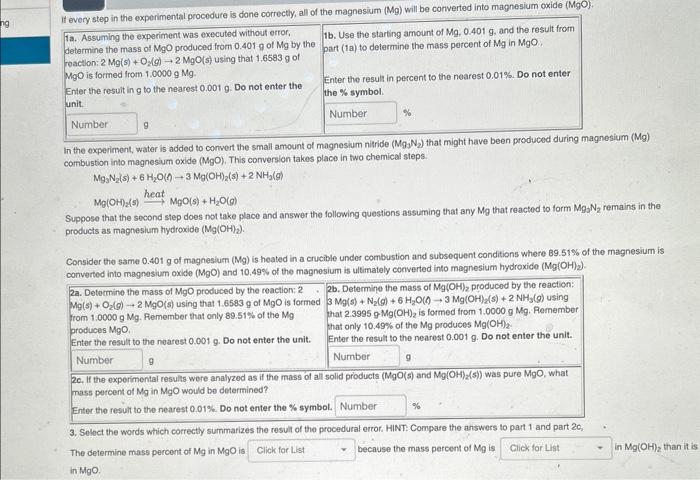 Solved 1a. Assuming the experiment was executed without | Chegg.com