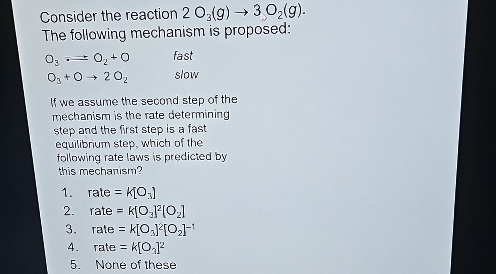 Solved Consider the reaction 2O3(g)→3O2(g).The following | Chegg.com