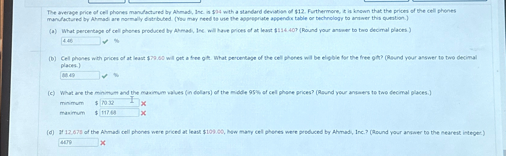 Solved The average price of cell phones manufactured by | Chegg.com