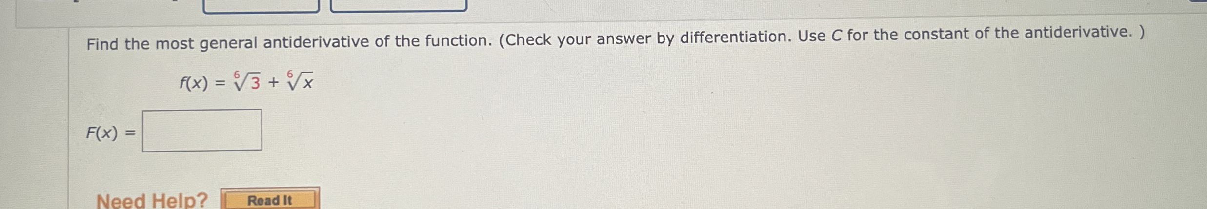 Solved Find the most general antiderivative of the function. | Chegg.com
