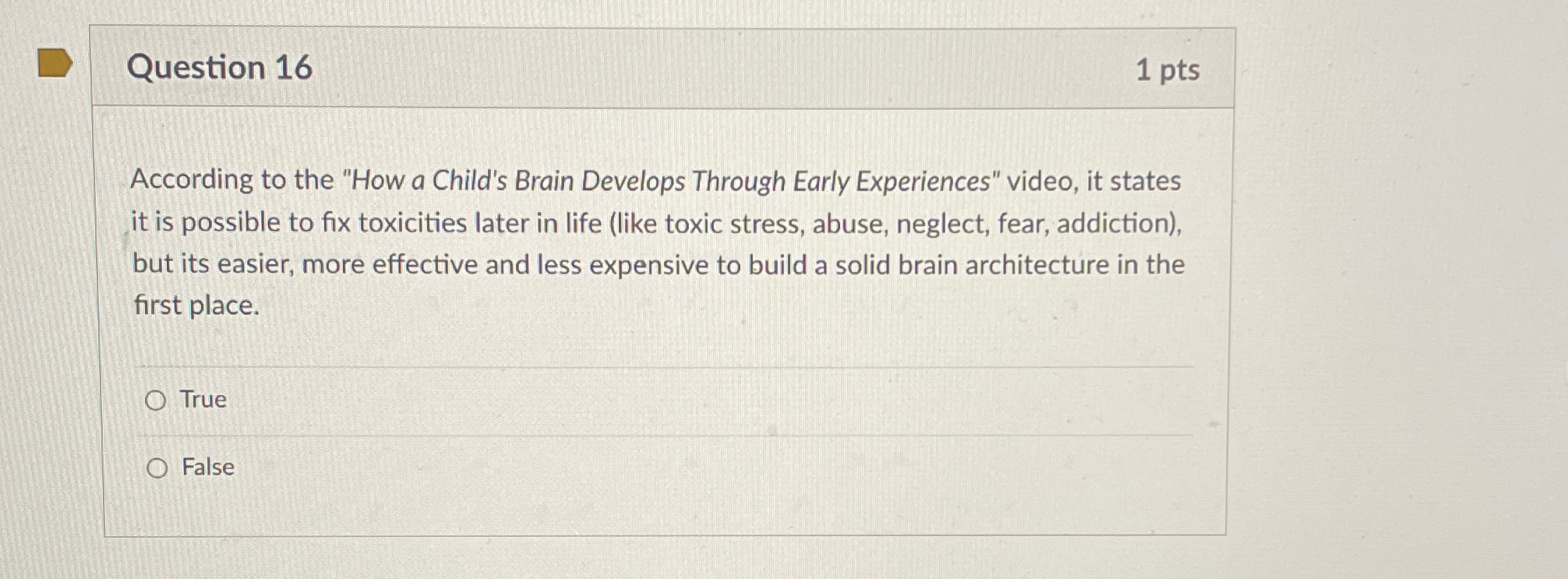 Solved Question 161 ﻿ptsAccording to the "How a Child's | Chegg.com