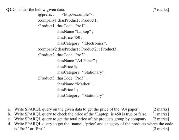 Solved Q2 Consider the below given data. [7 marks] | Chegg.com