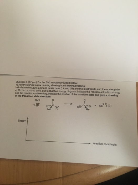 Solved Question 5 (17 pts.) For the SN2 reaction provided | Chegg.com
