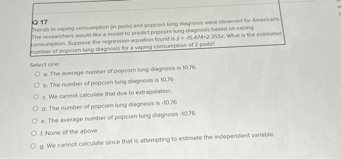 Solved 17 Trends in vaping consumption (in pods) and popcom | Chegg.com