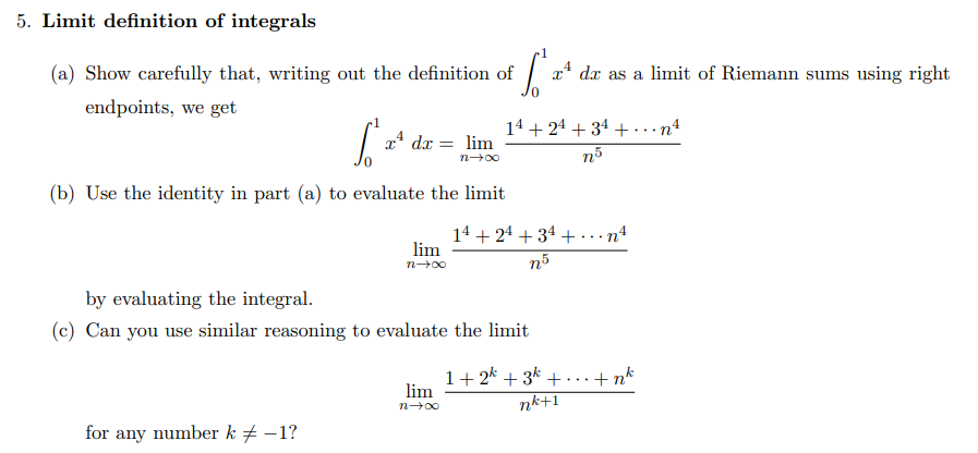 Solved .Limit definition of ﻿integrals(a) ﻿Show carefully | Chegg.com