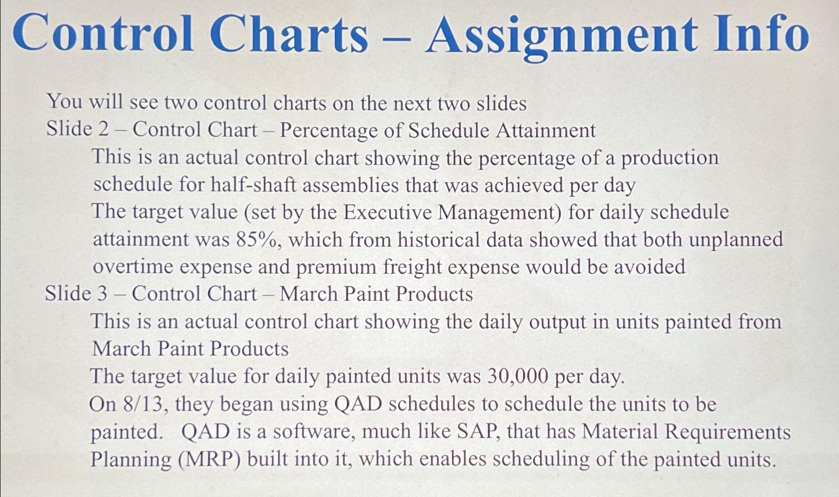 Solved Control Charts - ﻿Assignment InfoYou will see two | Chegg.com
