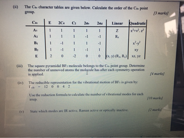 Solved (ii) The Cav character tables are given below. | Chegg.com