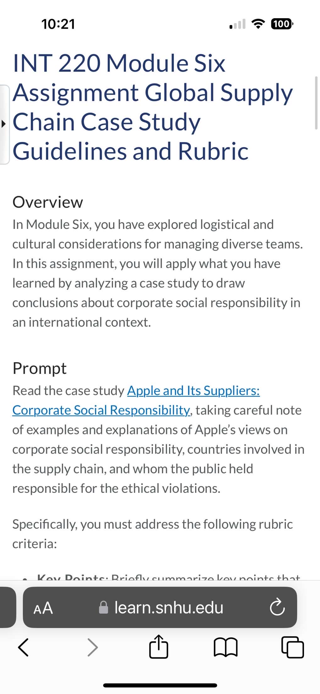 Solved INT 220 ﻿Module Six Assignment Global Supply Chain | Chegg.com