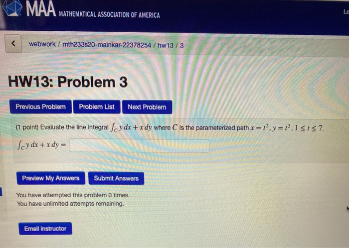 Solved MAA M AA MATHEMATICAL ASSOCIATION OF AMERICA La | Chegg.com