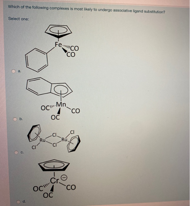 Solved Which of the following complexes is most likely to | Chegg.com