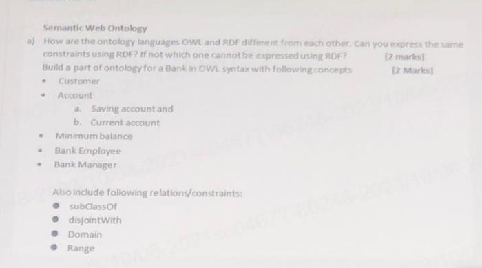 Solved Semantic Web Ontology a) How are the ontology | Chegg.com