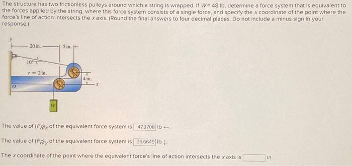 Solved The structure has two frictionless pulleys around | Chegg.com