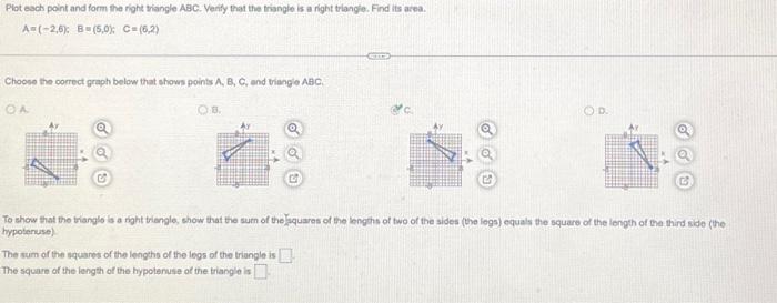 Solved Plot each point and form the right triangle ABC. | Chegg.com